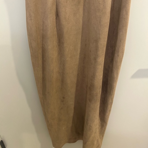 House of CB | Dresses | House Of Cb Suede Midi Dress V Neck Taupe Euc ...